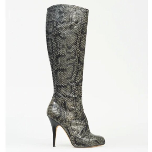 Giuseppe Zanotti | Shoes | Giuseppe Zanotti Python Snakeskin Leather Knee High Heel Boot Pump ...